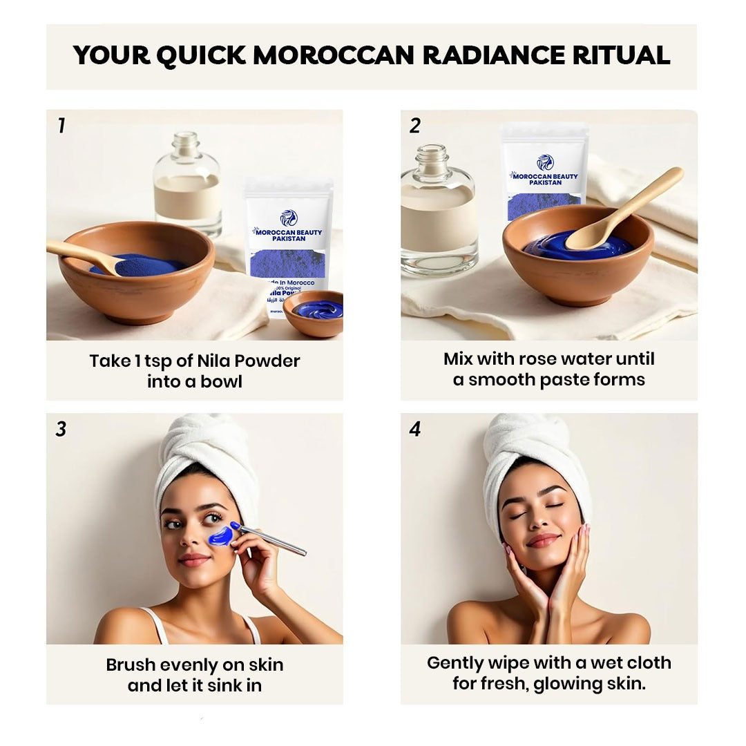 100% Original Moroccan Blue Nila Powder in Pakistan | MoroccanBeauty.pk ...